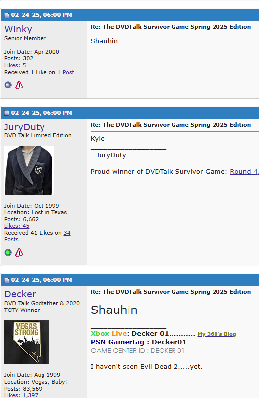 The DVDTalk Survivor Game Spring 2025 Edition - Page 4 - DVD Talk Forum