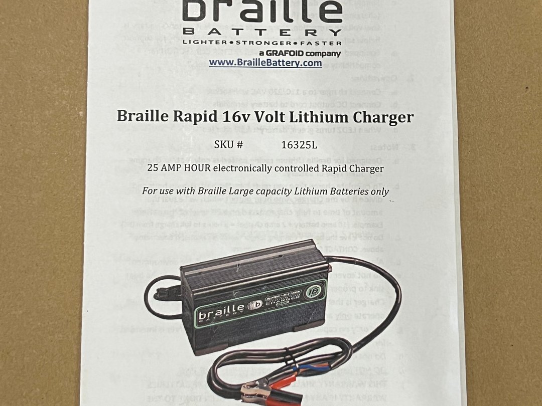 Braille 16325L 16V Lithium 25A Battery Chargers *BRAND NEW* for Sale in ...