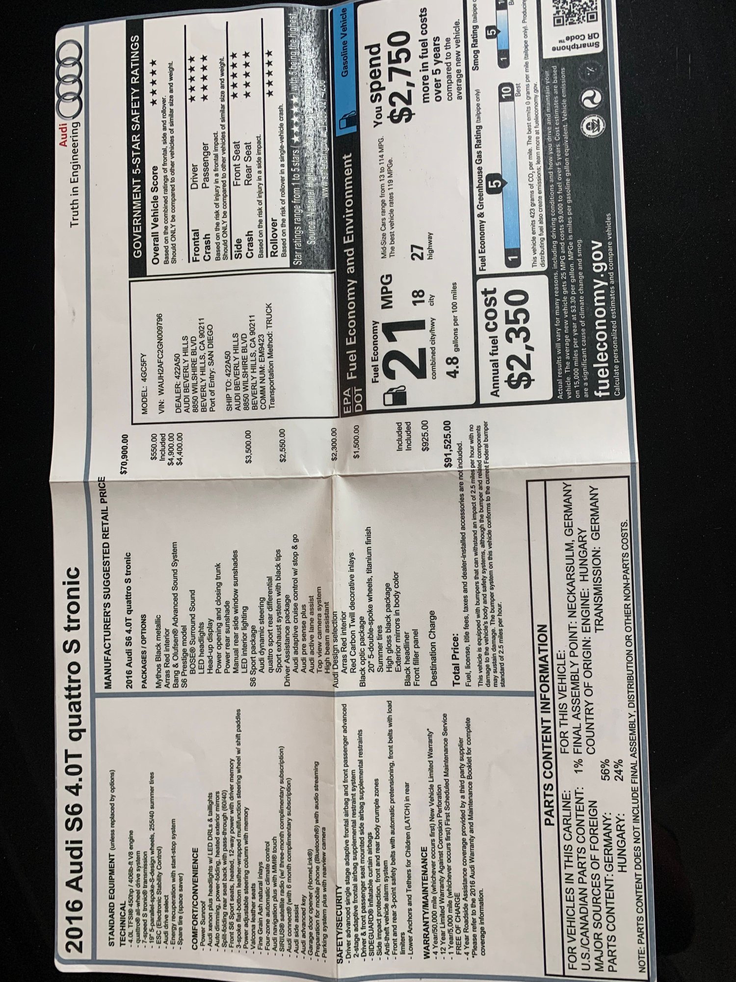 2016 S6 prestige - AudiWorld Forums