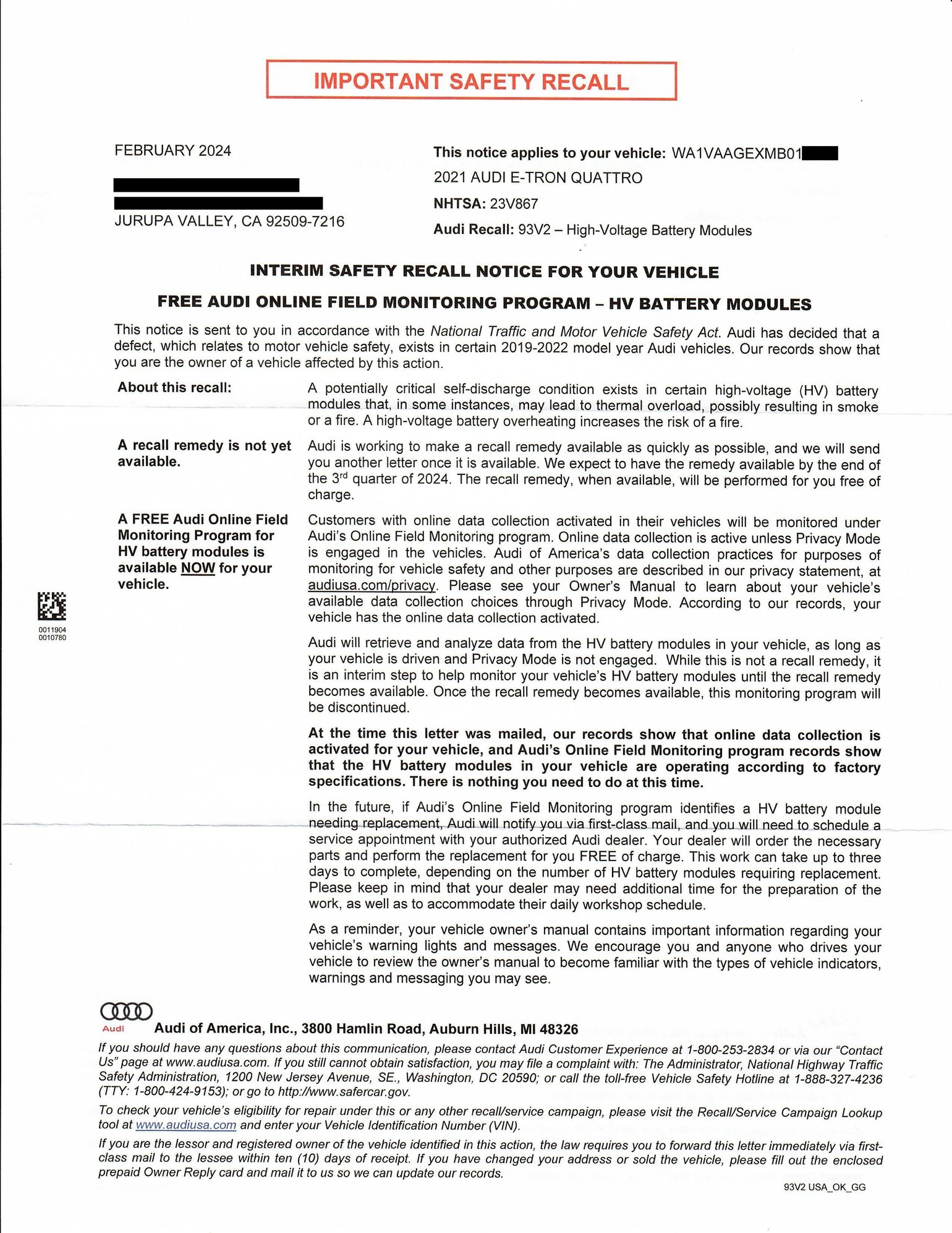 Recall: High-Voltage Battery Module(s) 93U9/23V867 - Page 26 ...