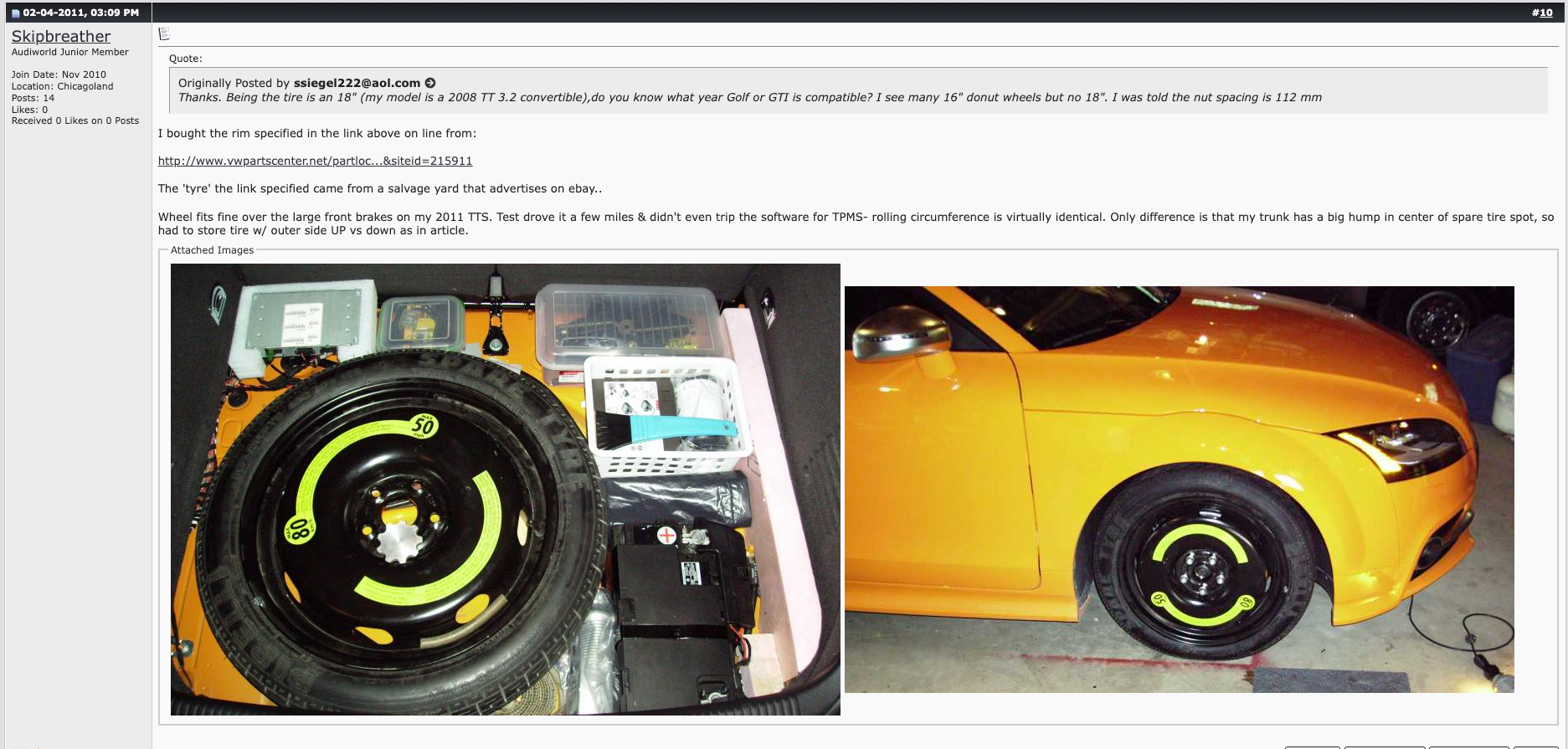 Spare tire - AudiWorld Forums