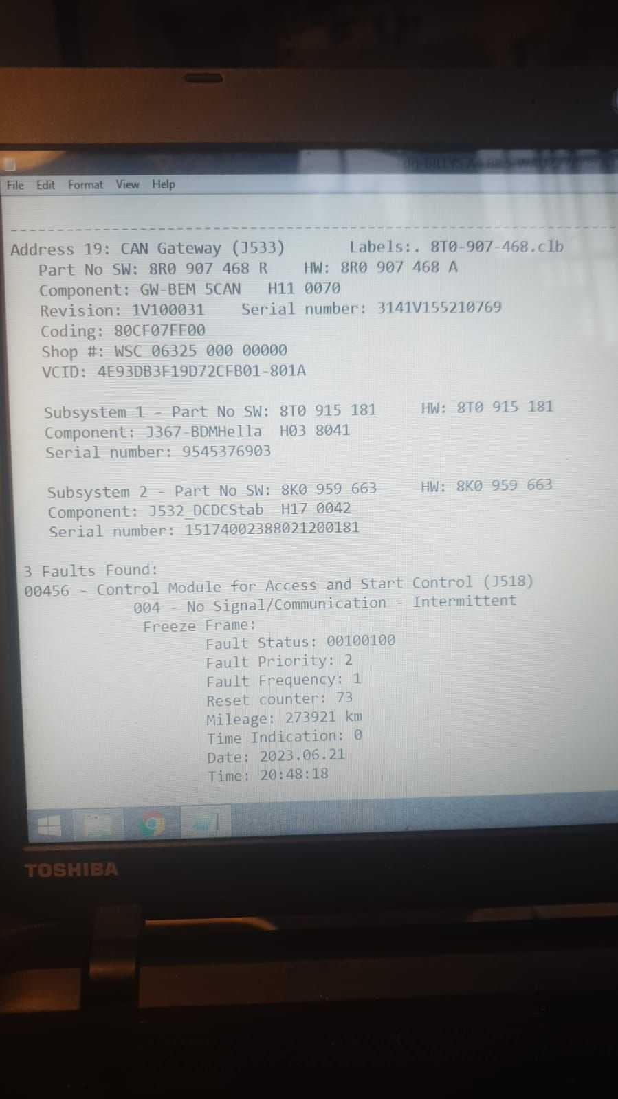 Error 01330 - Central Control Module (J393) - AudiWorld Forums