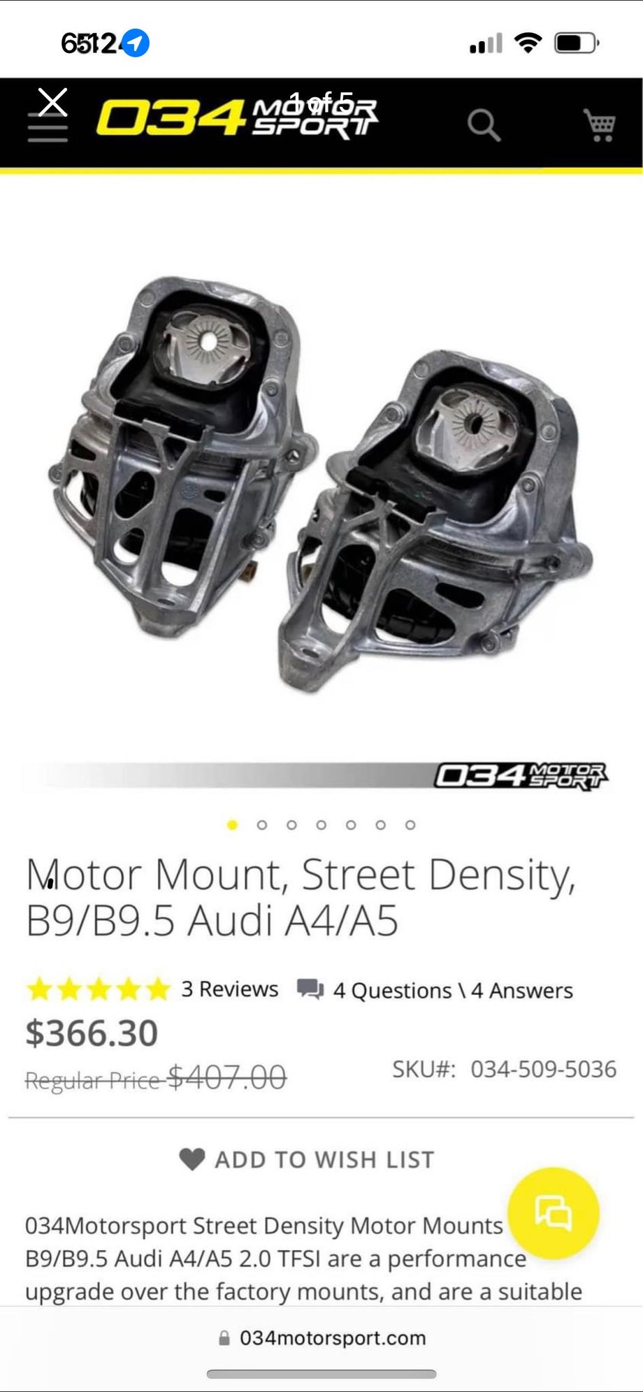 034 Street Density engine mounts B9/B9.5 Audi A4/A5 - AudiWorld Forums