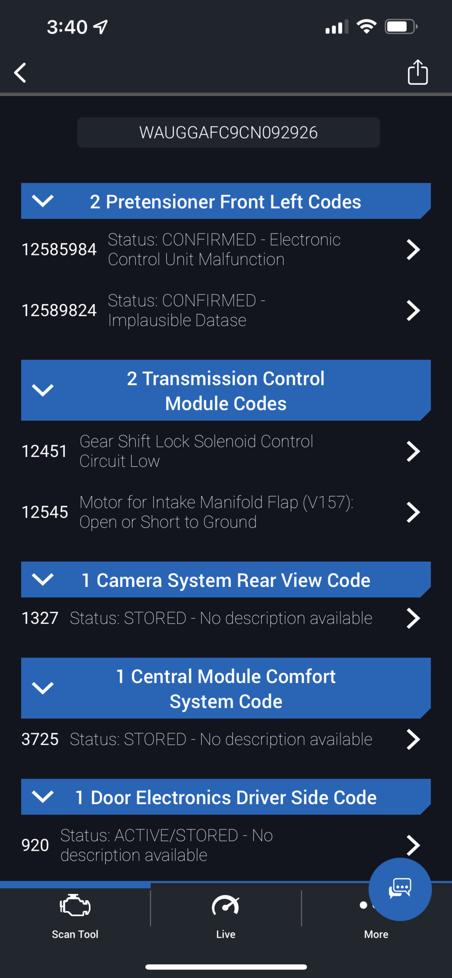Codes in Bluedriver obd that I don't recognize I need help! - AudiWorld Forums
