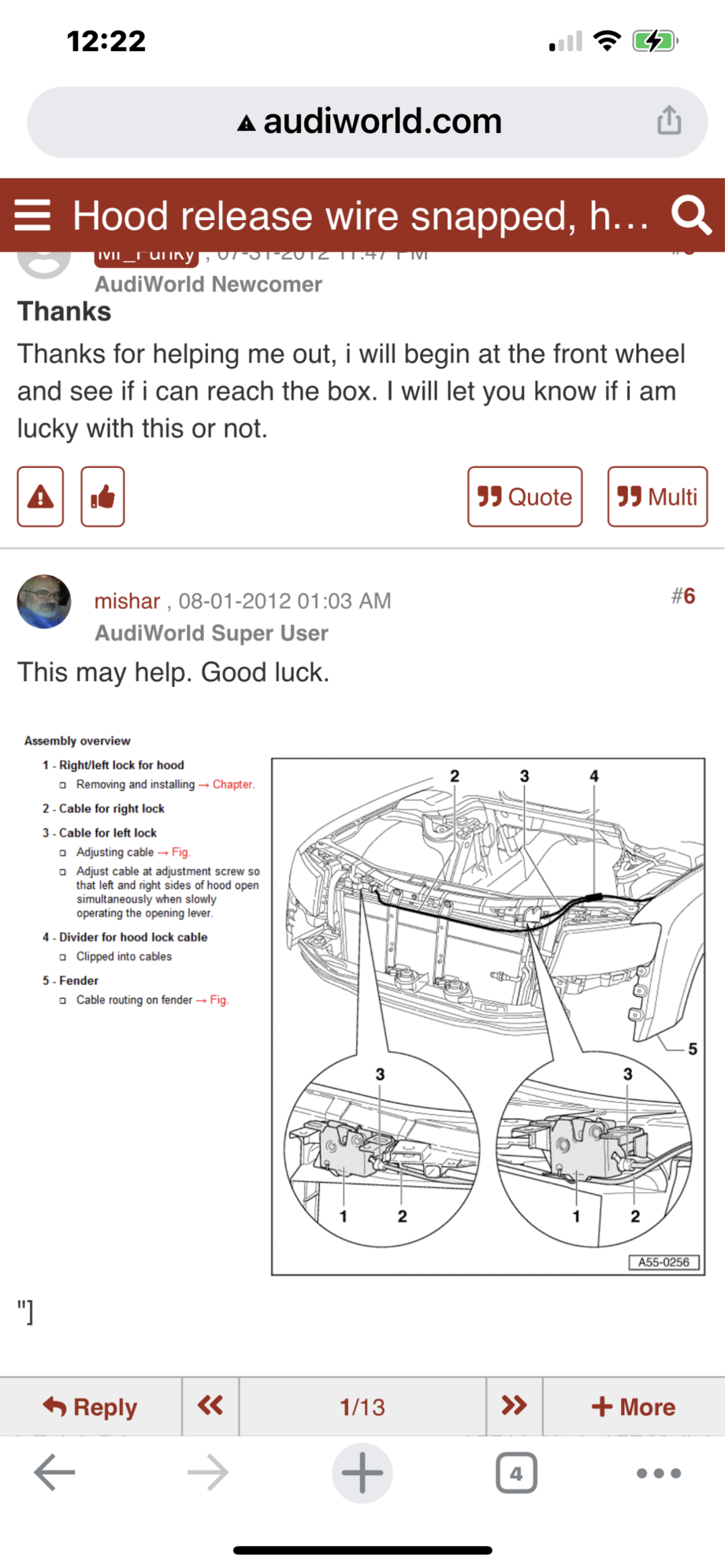 HOOD RELEASE BALL INSTALL UNABLE TO CONNECT - AudiWorld Forums