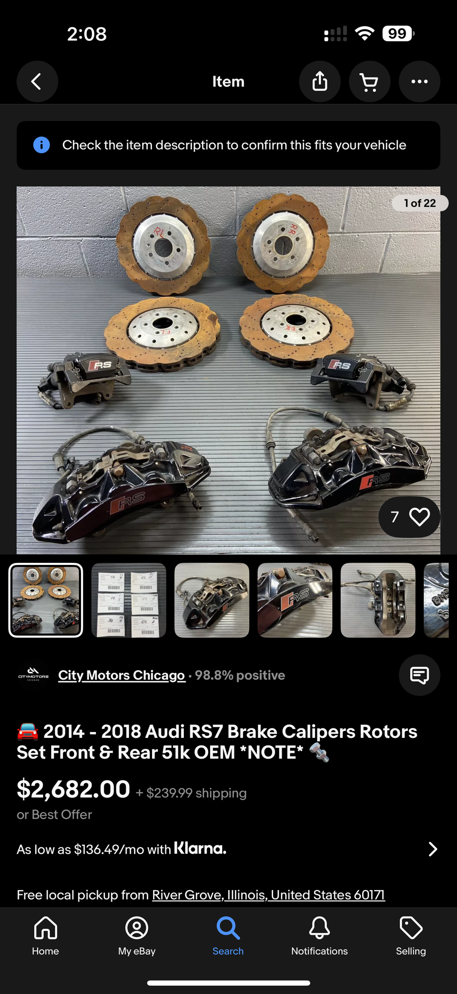 FITS ALL B8/C7/D4 - 2014-18 RS7 Full Brake Set - With New Hardware ...