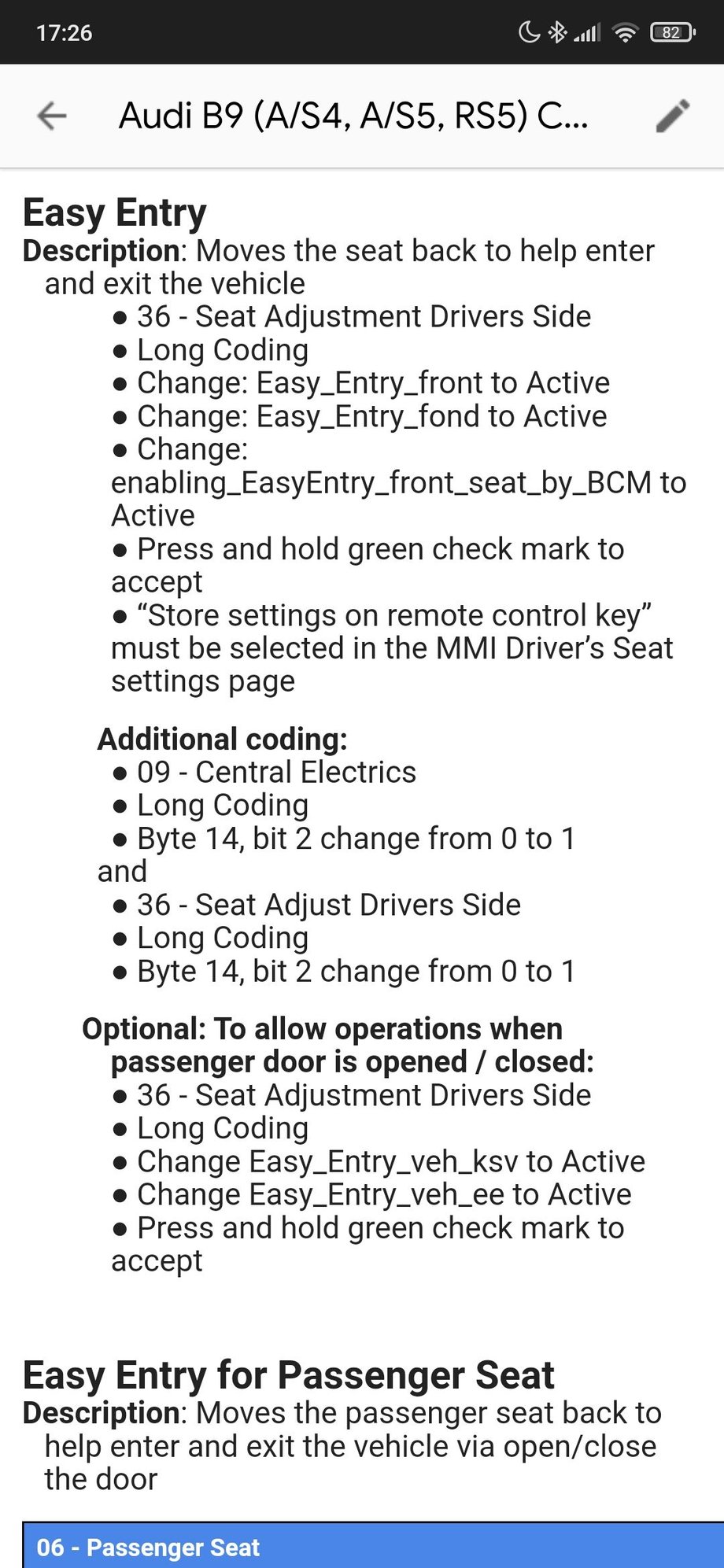 Audi A4 Allroad Driver Seat Entry Assistance no longer works - AudiWorld Forums