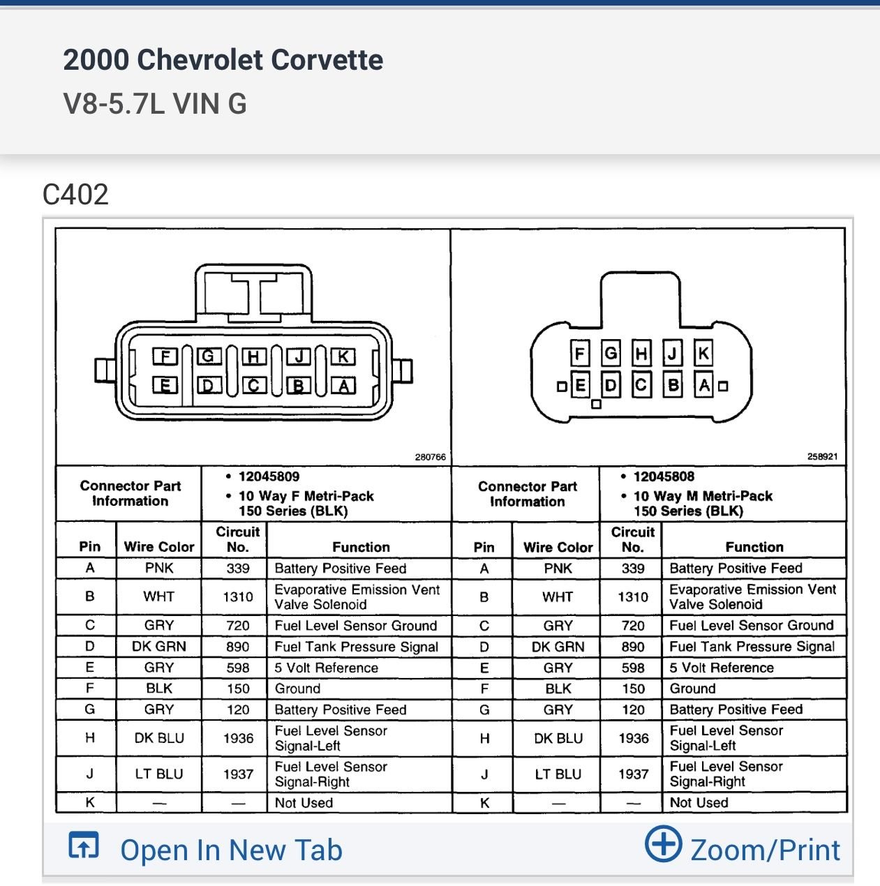 Connector C402 pinout diagram - CorvetteForum - Chevrolet Corvette ...