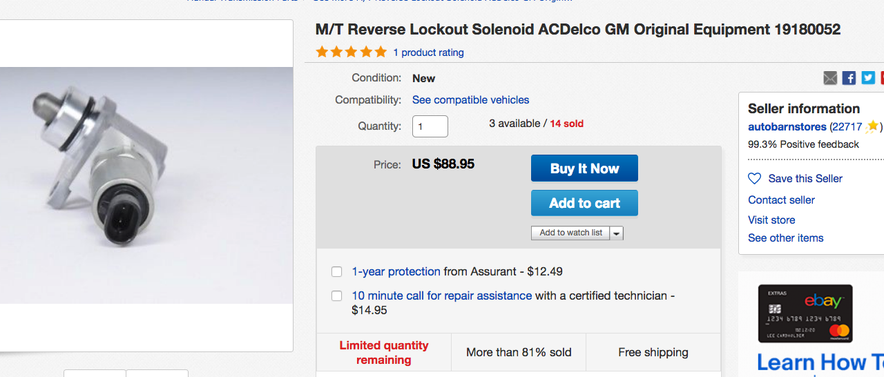 Changed out the Reverse Lockout Solenoid...feels notchier now ...