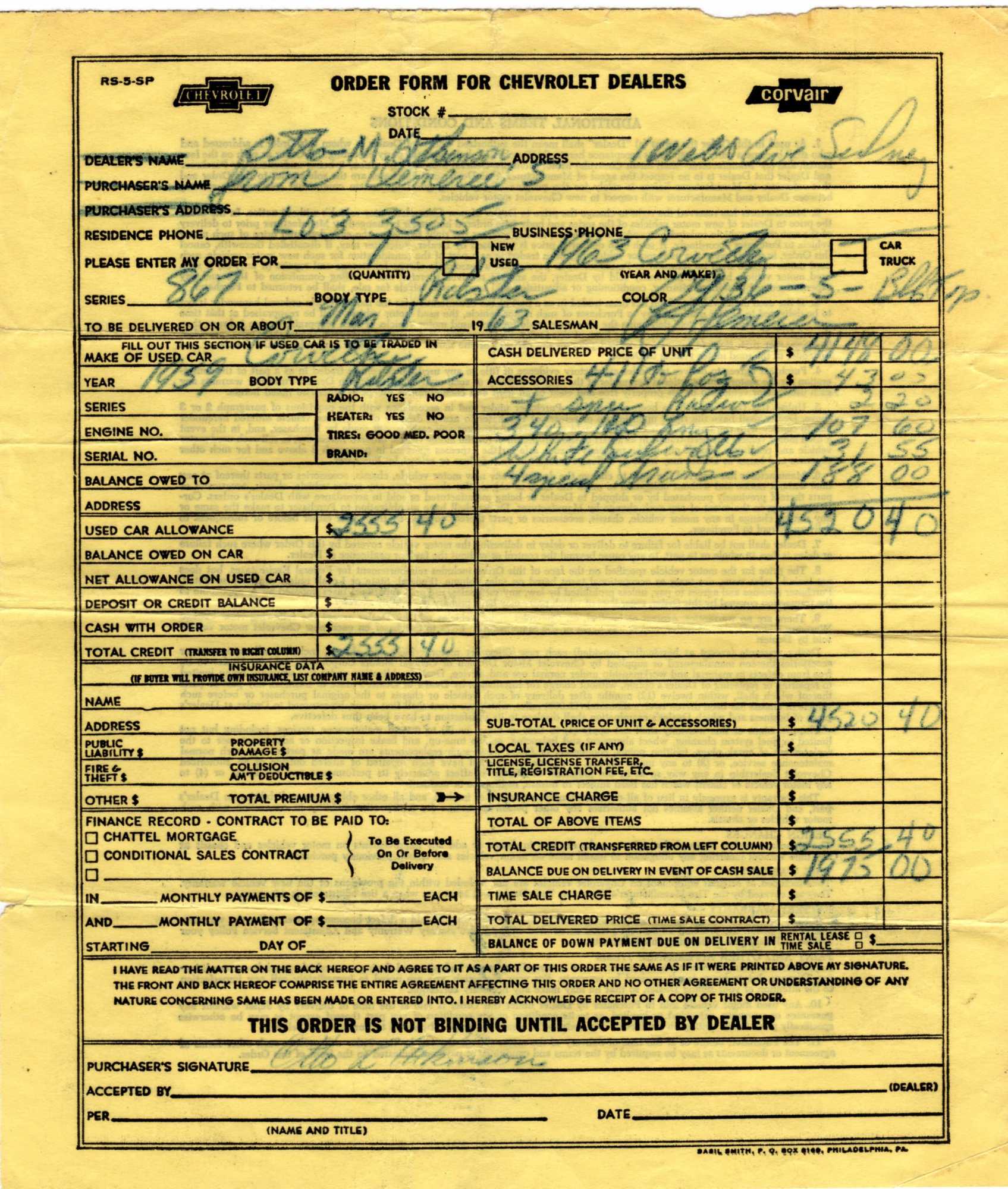 1967 Corvette Dealer Order Form? - CorvetteForum - Chevrolet Corvette ...