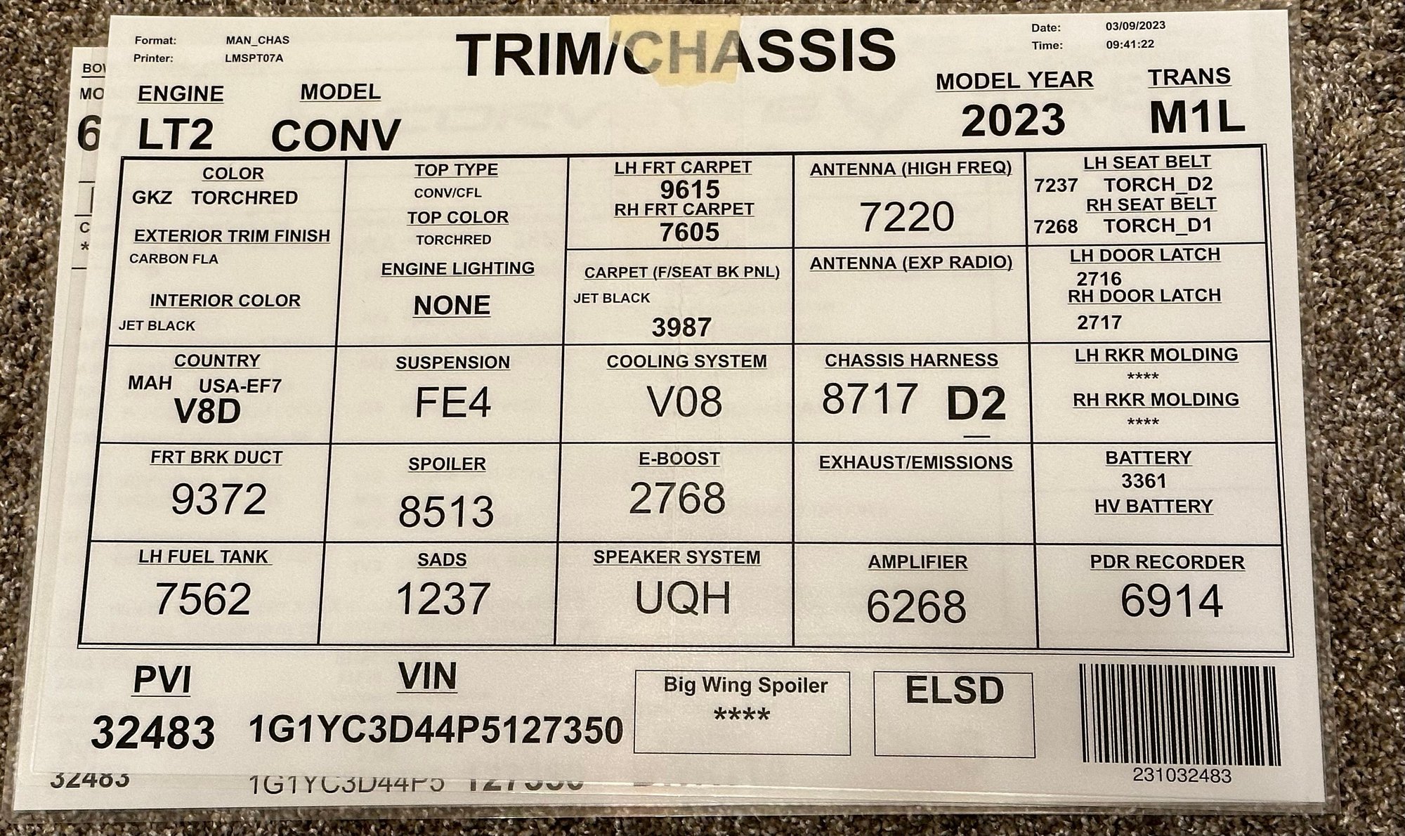 Assembly Line Build Sheets - CorvetteForum - Chevrolet Corvette Forum ...