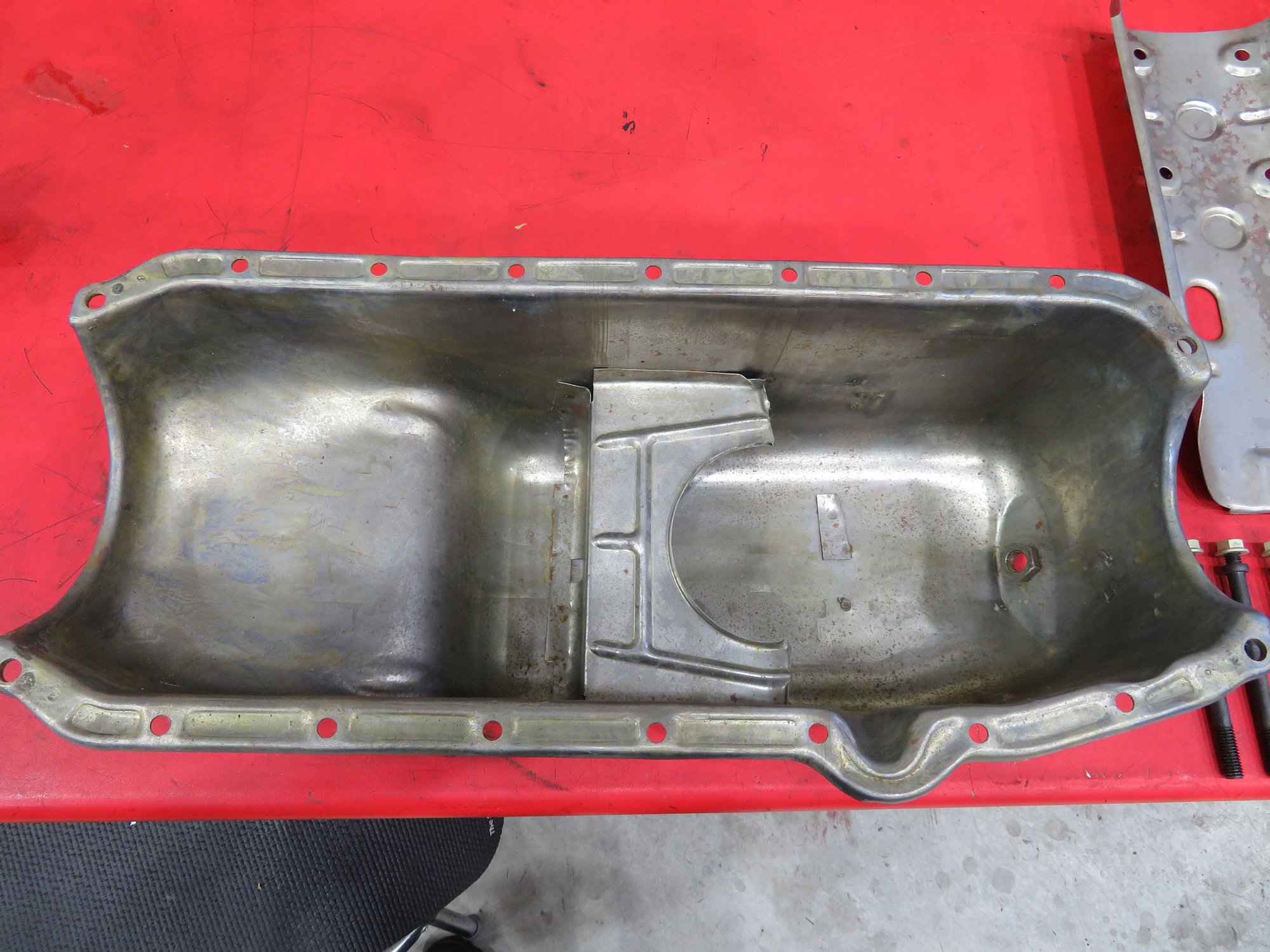 FS (For Sale) 63-65 327 Corvette SHP 6 qt. Oil Pan, Windage Tray, Windage Tray Studs ...