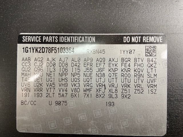 2016 RPO Codes - CorvetteForum - Chevrolet Corvette Forum Discussion