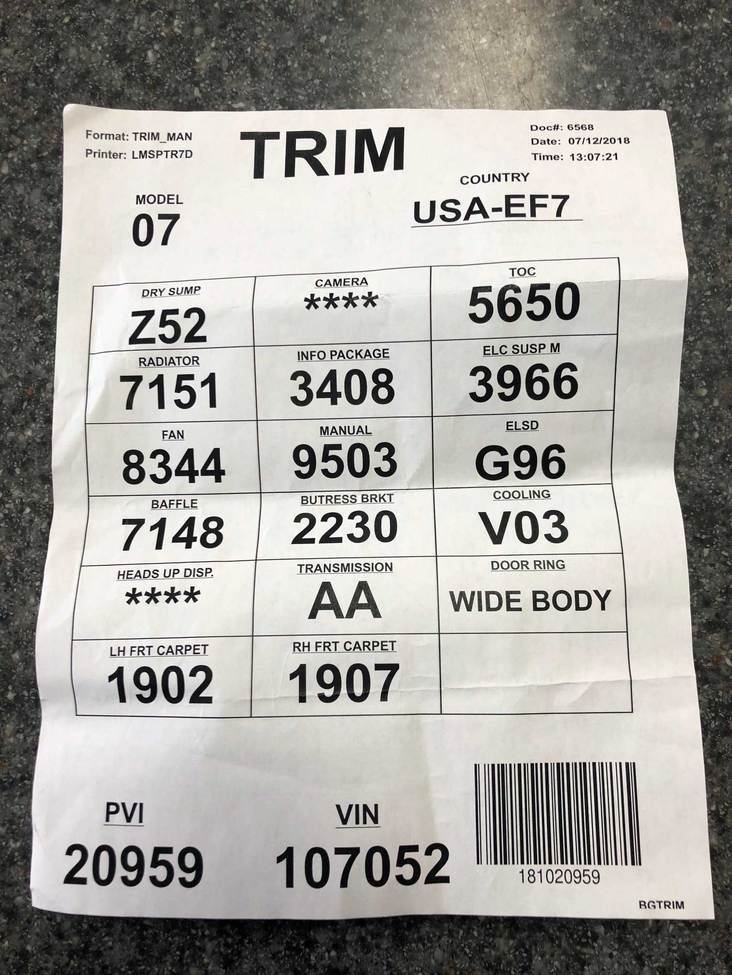 Build sheet & window sticker! - CorvetteForum - Chevrolet Corvette ...