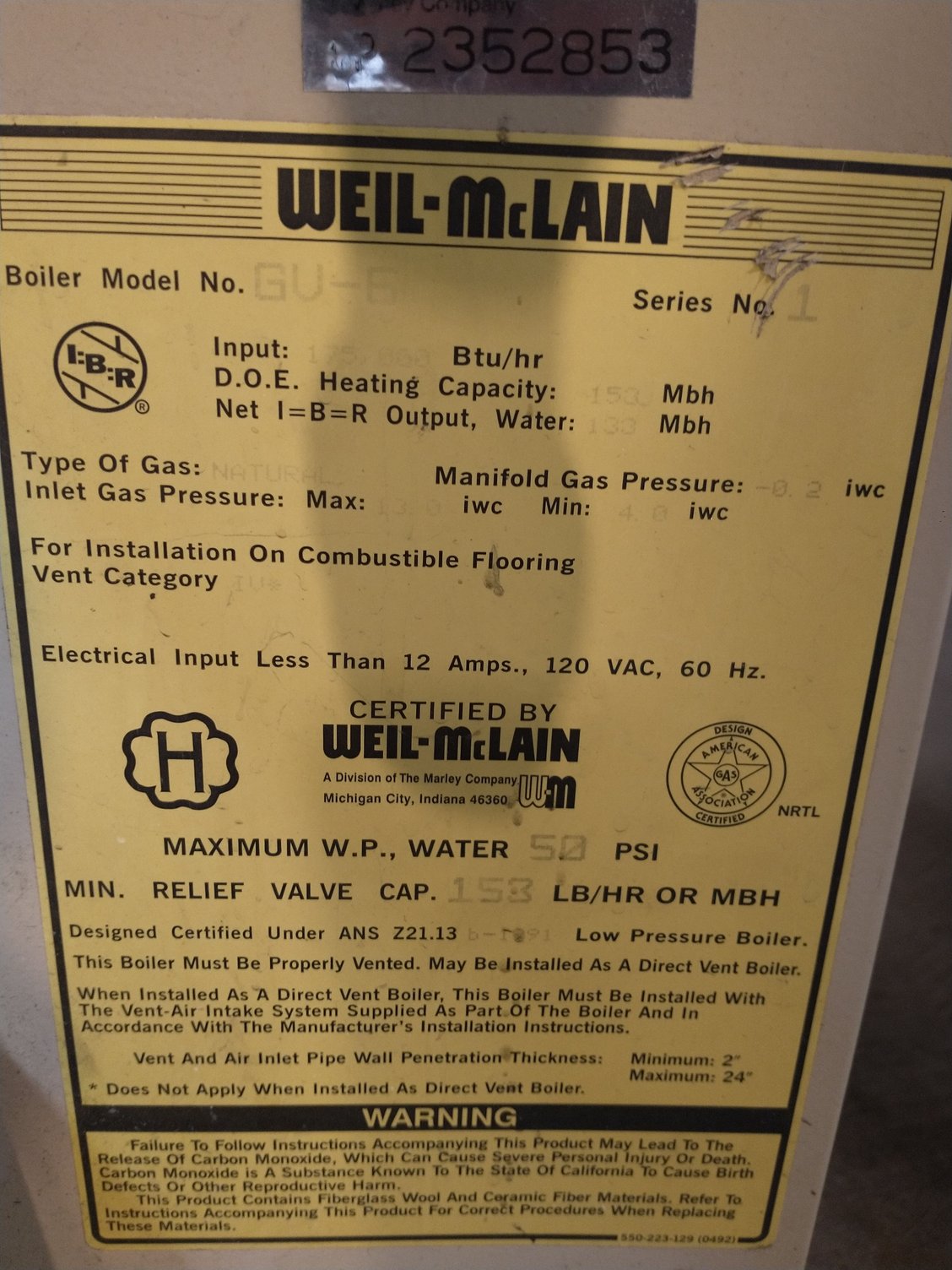 Weil Mcclain GV6 boiler struggles to heat boiler water - DoItYourself.com Community Forums