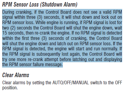 Generac 58370 RPM Sensor Loss alarm but starts fine in Manual ...