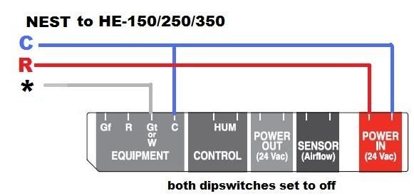 Nest learning thermostat configuration with house humidifier ...
