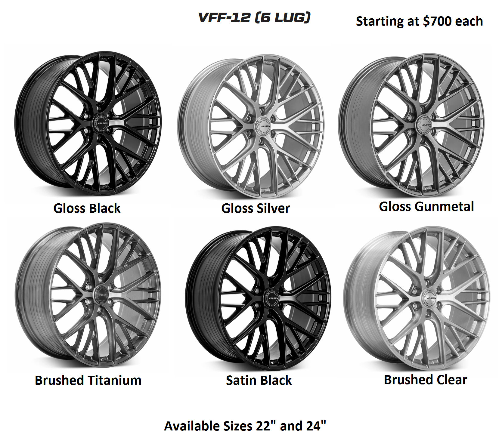 Velgen Lightweight Series VFF-6 VFF-12 Flow Form Wheels 22" 24" | Vibe ...