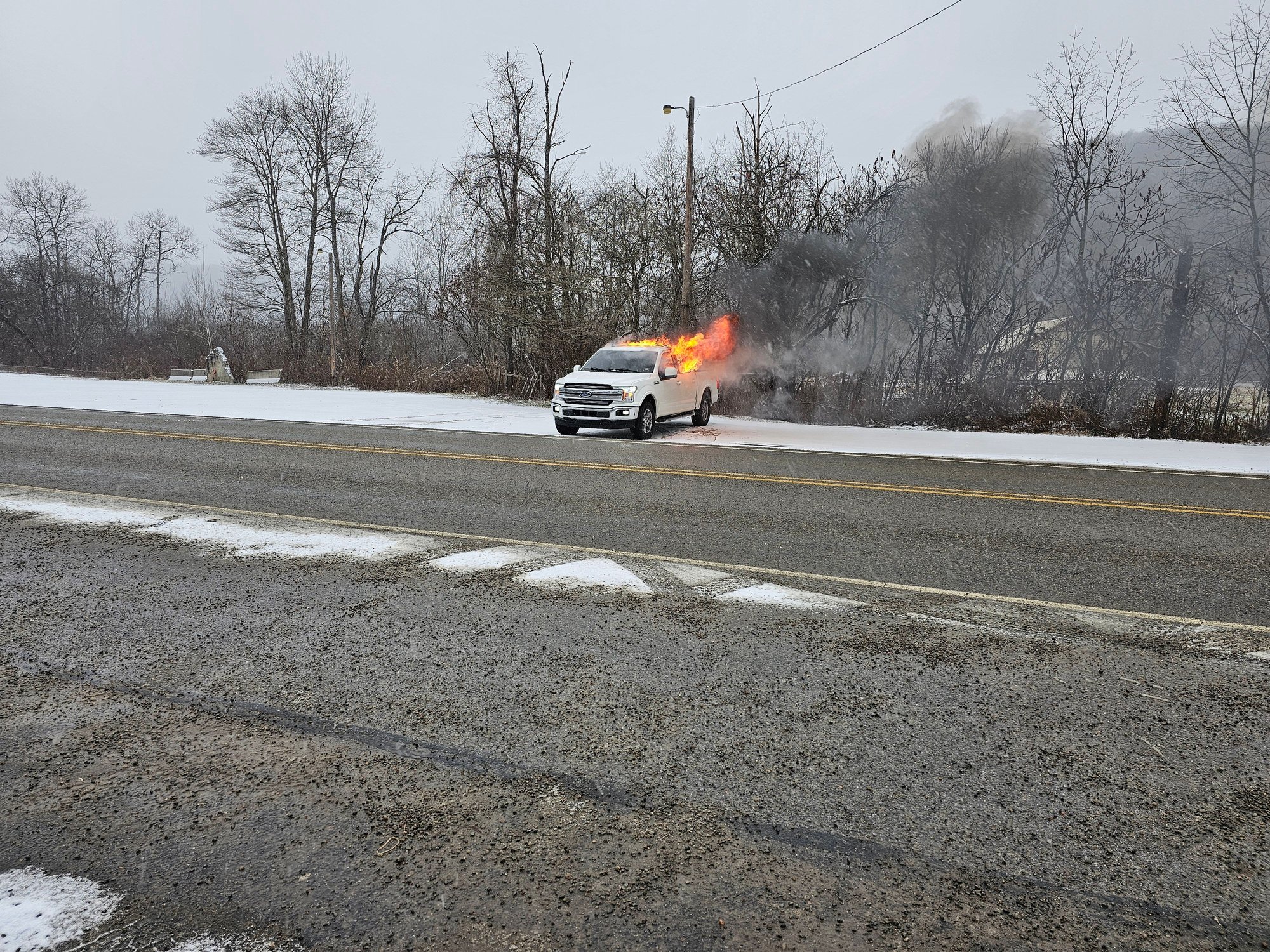 How long until we see a recall for these trucks catching fire? Video of ...