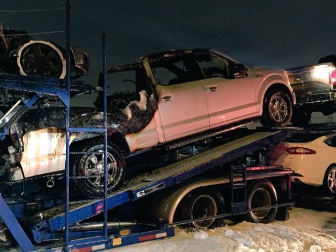 How long until we see a recall for these trucks catching fire? Video of ...