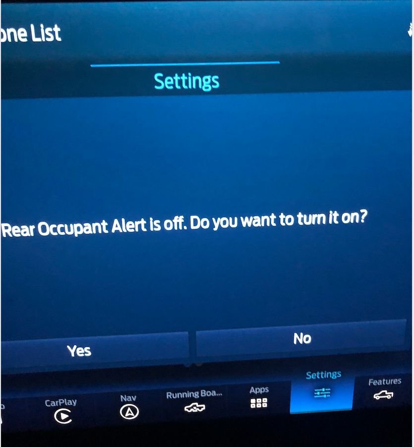 'Check rear seat for occupants' setting showing @ every start - Ford ...