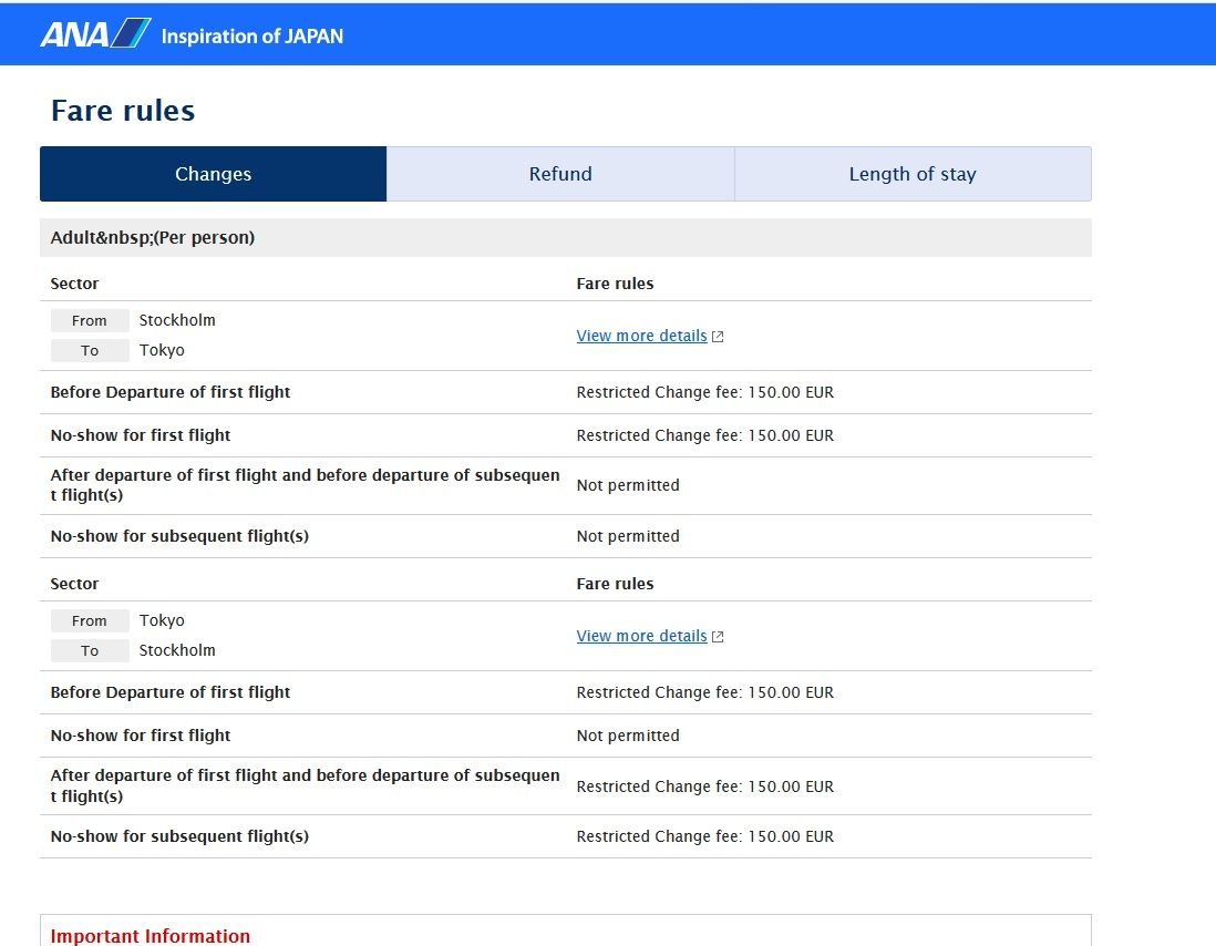 ANA cancellation fee, economy Basic - FlyerTalk Forums