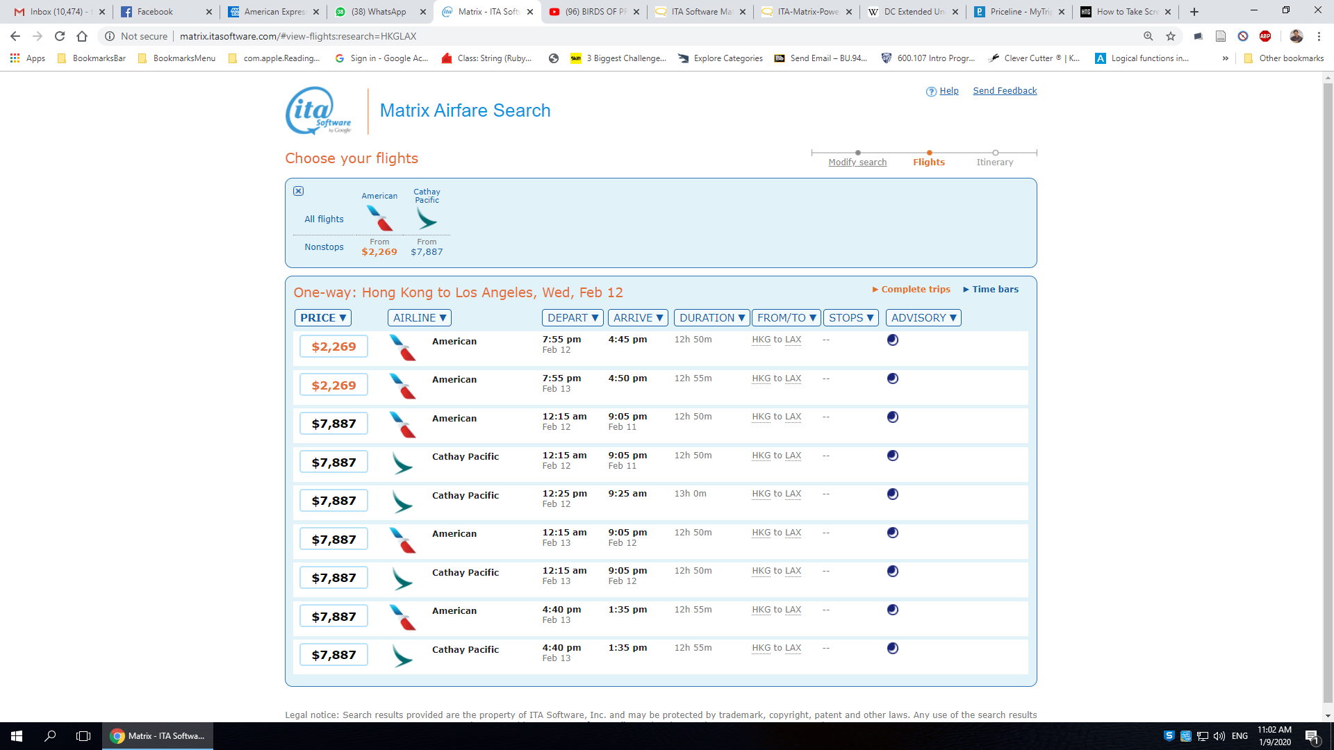 ITA Software Matrix Airfare Search Consolidated Information and Help ...