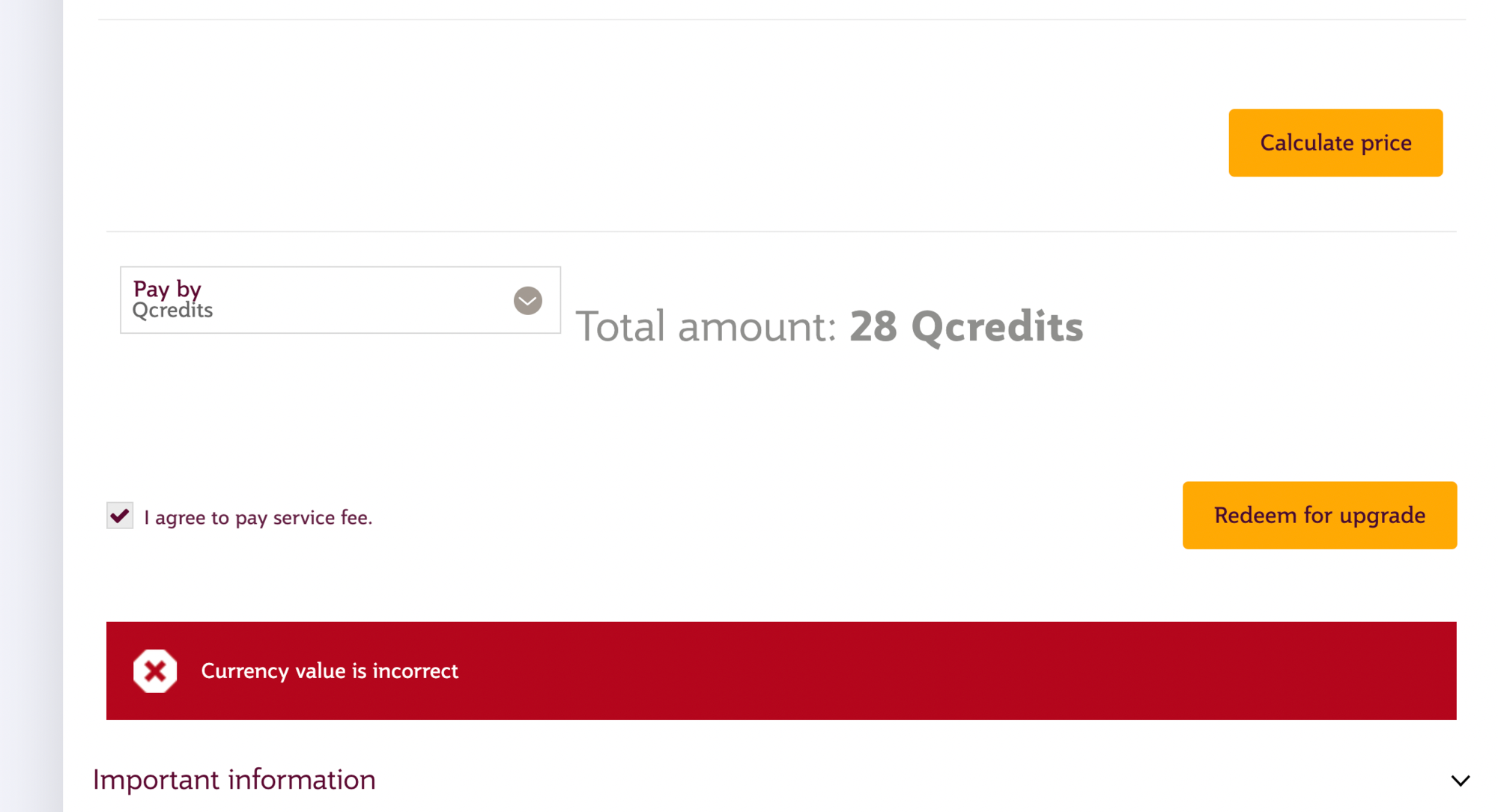 Upgrade error: "Currency value is incorrect" - FlyerTalk Forums