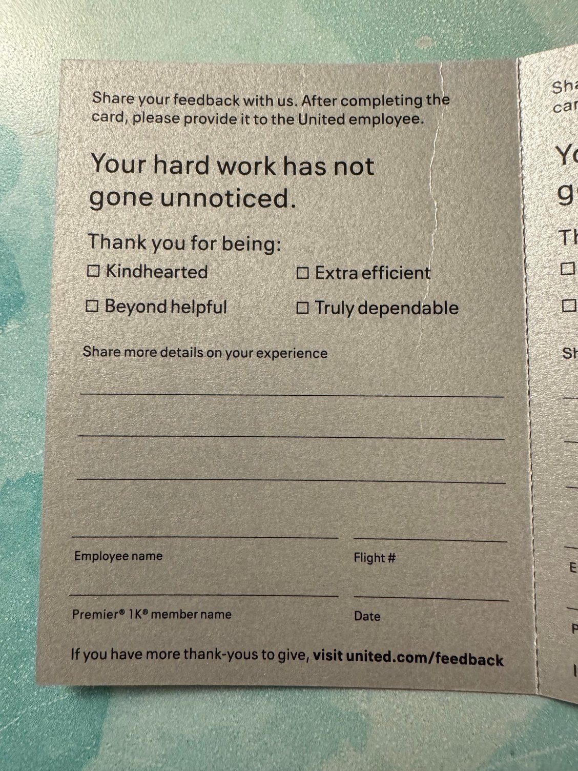 1K "Going the Extra Mile" cards / GS "Celebrating Your Service" card ...