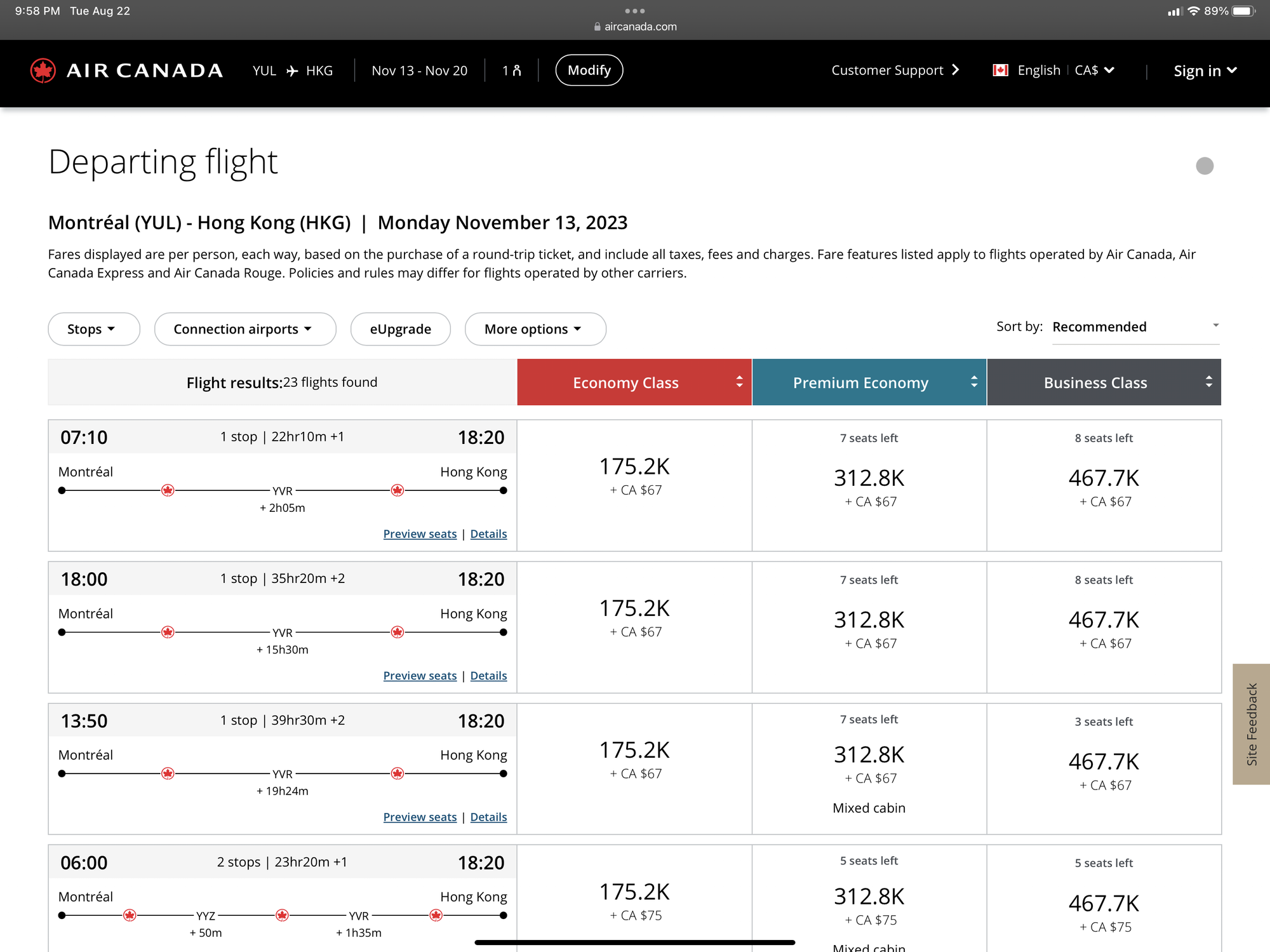 Complaints about lack of partner availability on Aeroplan (2022-23) - Page 39 - FlyerTalk Forums
