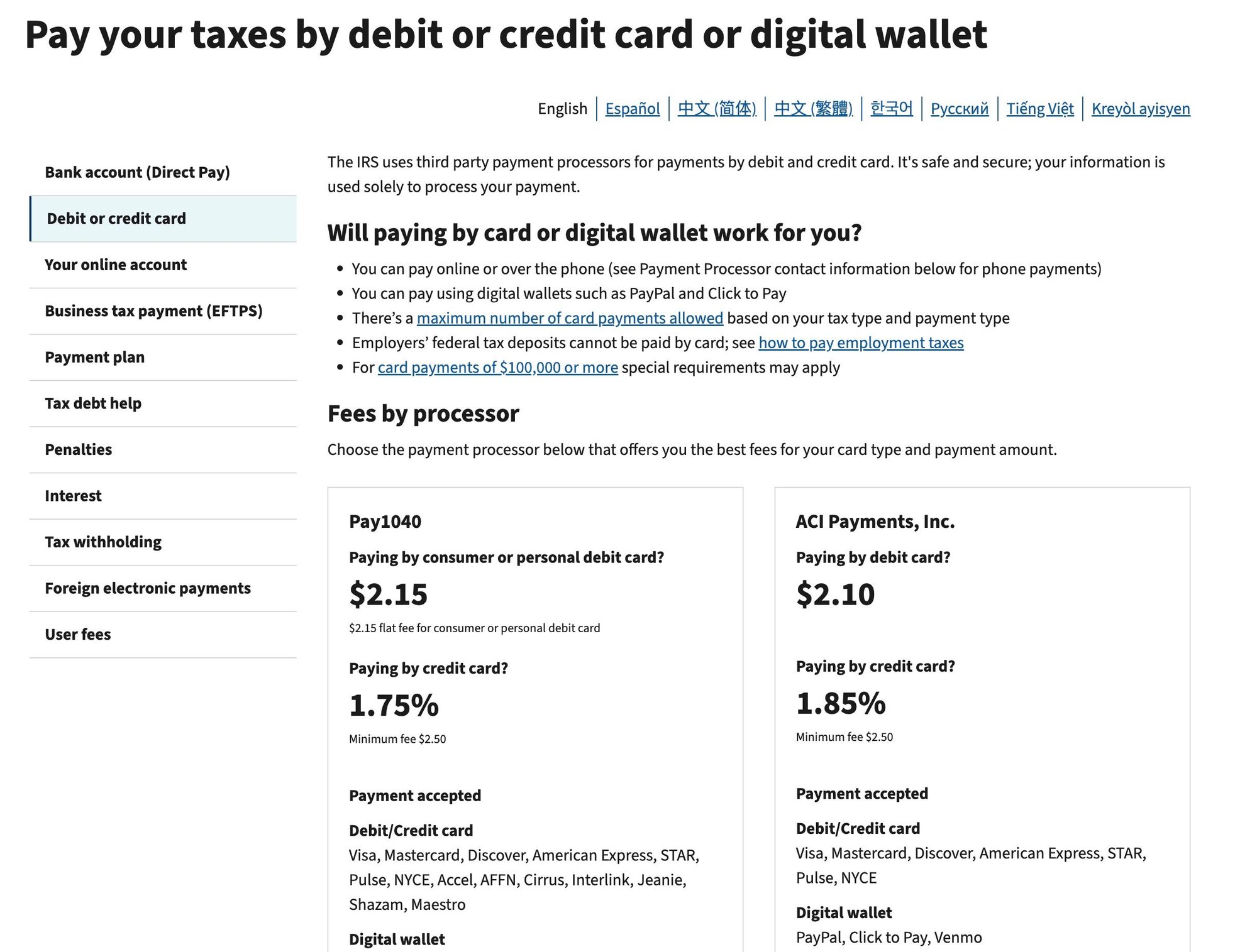 Paying USA income, property or other taxes with a credit card (2013 ...