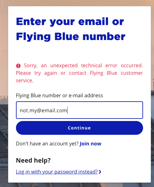 Flying blue login not working - Page 2 - FlyerTalk Forums