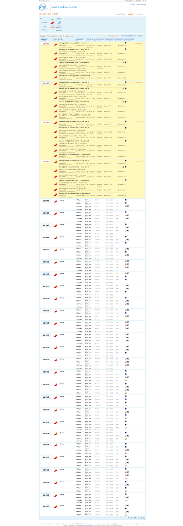 AA/QR - JFK/ORD-CGK - $2656 r/t - Business / Economy Mix - FlyerTalk Forums