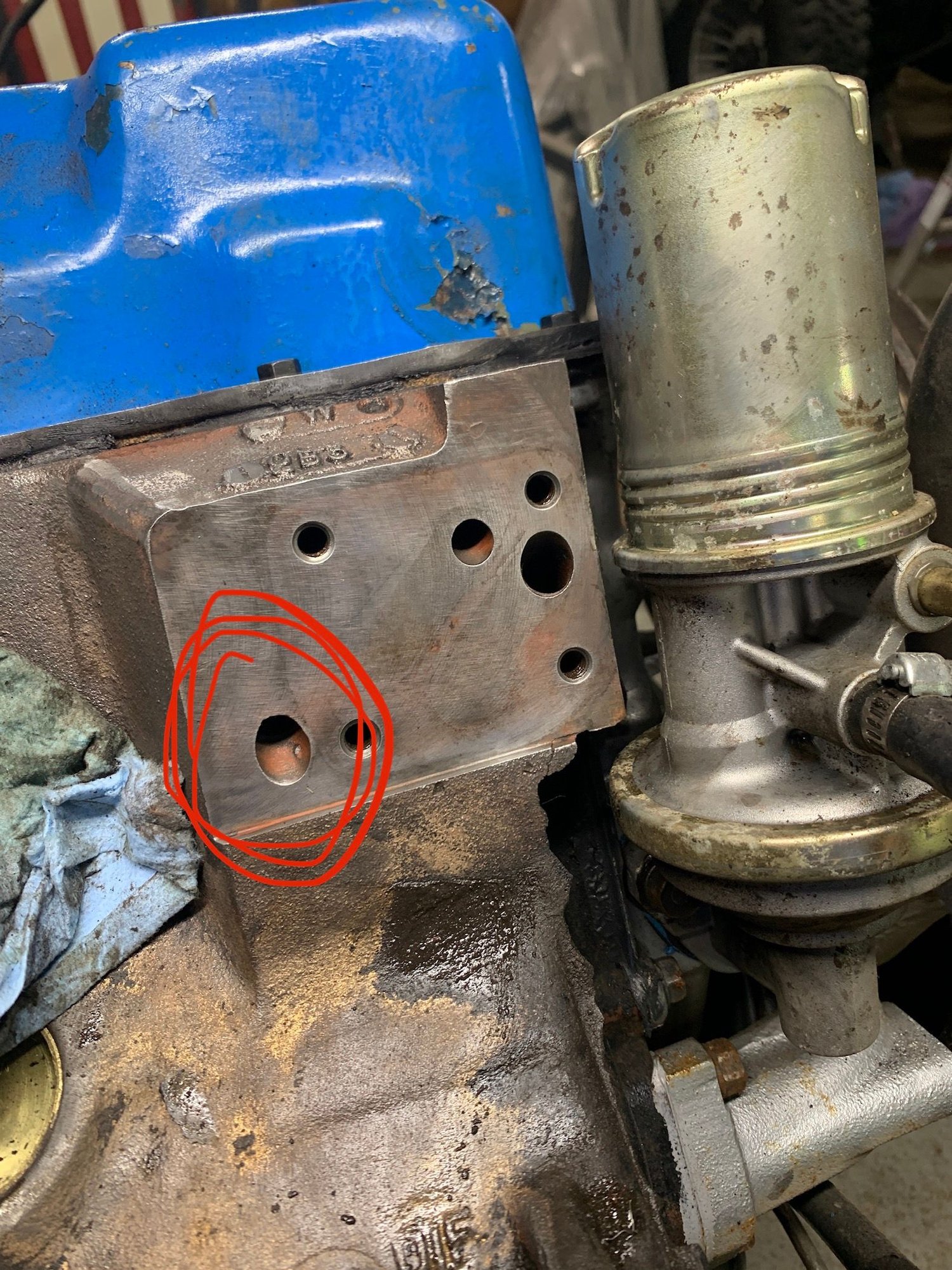 FE360 hole next to oil filter adapter - Ford Truck Enthusiasts Forums
