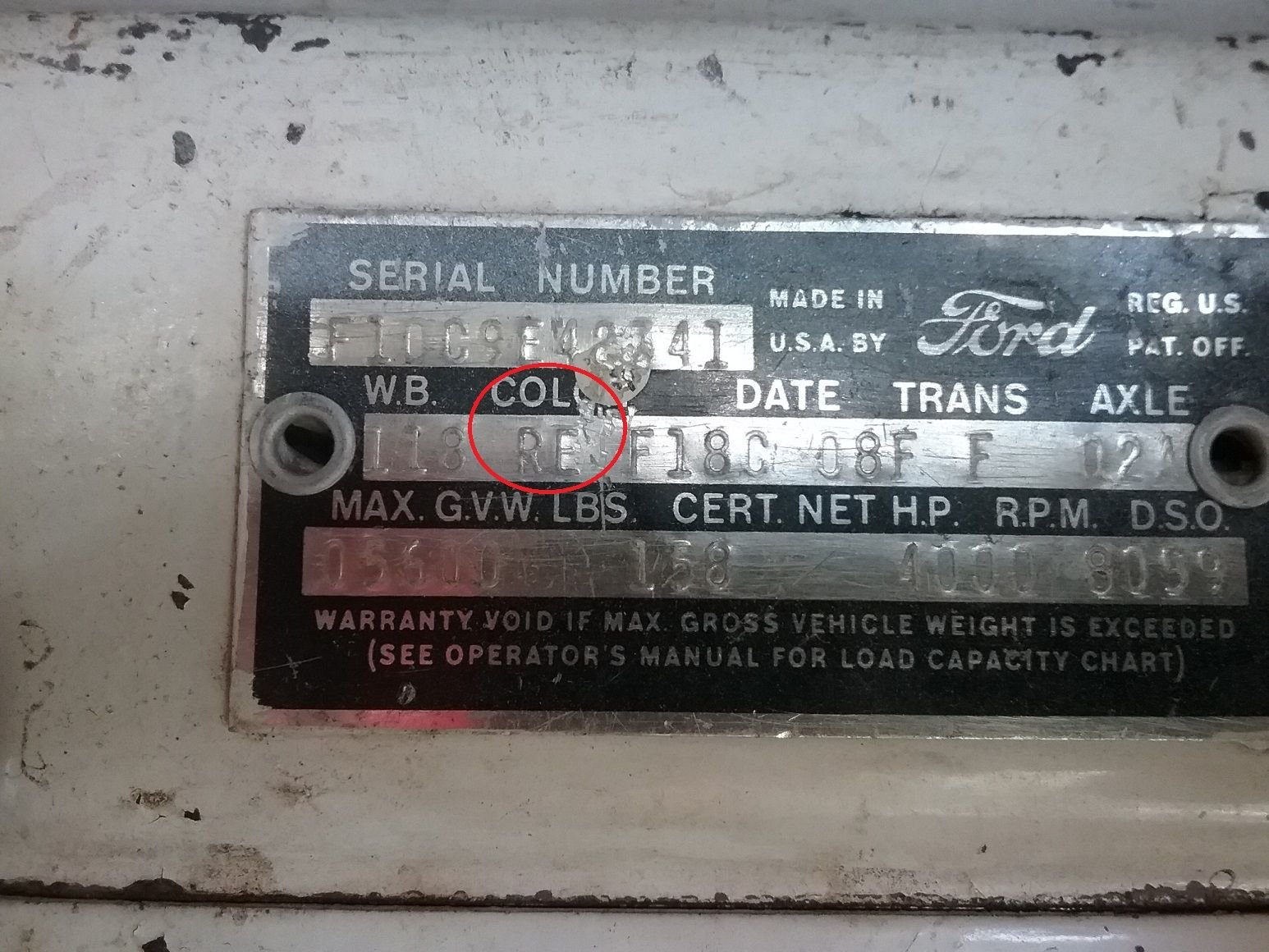 Paint codes for 1959 f100 - Ford Truck Enthusiasts Forums