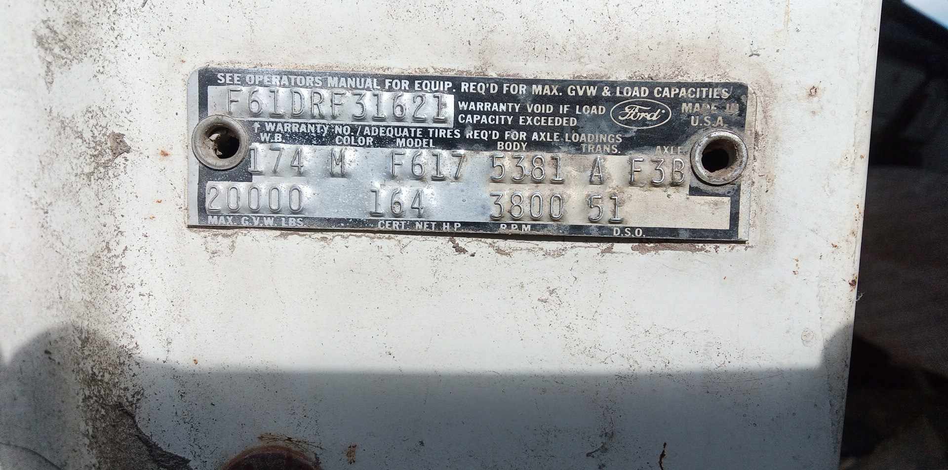 Help decoding vin plate - Ford Truck Enthusiasts Forums