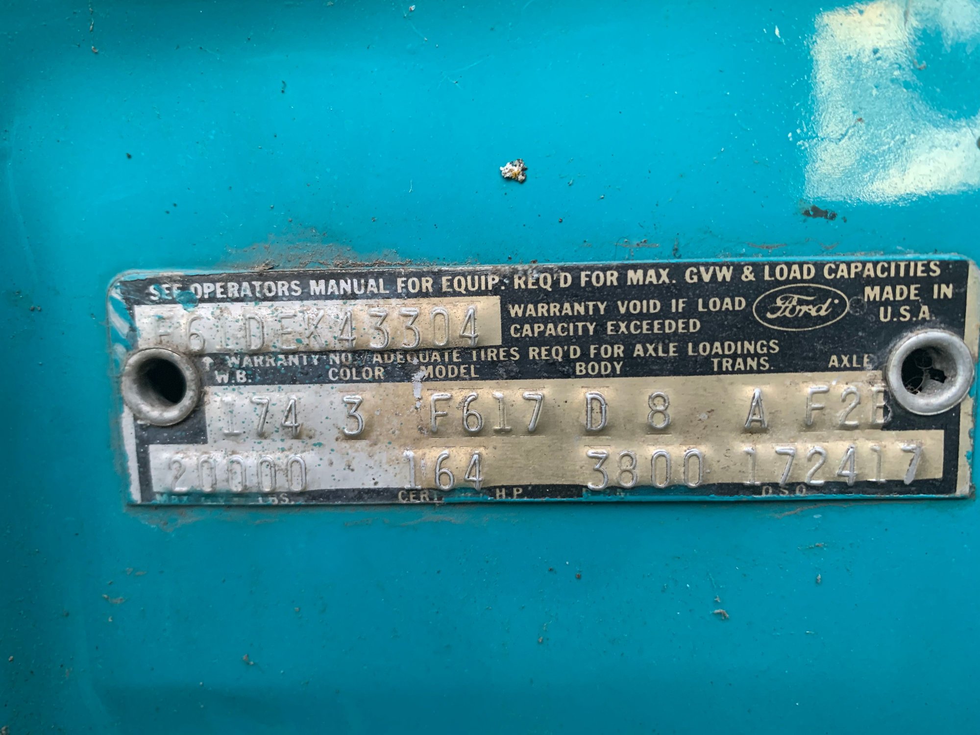 71 F600 vin decode - Ford Truck Enthusiasts Forums