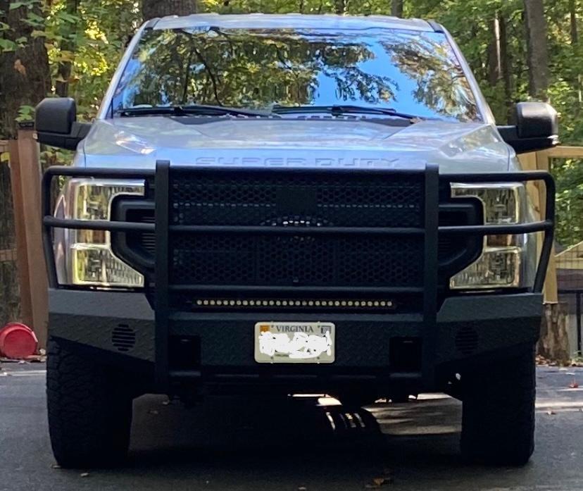 Aftermarket grille guard bumper with factory winch - Ford Truck ...